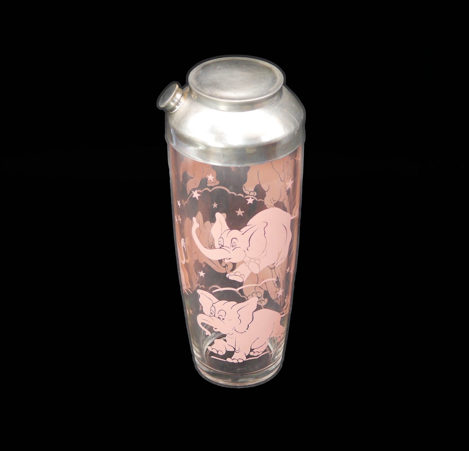 Hazel Atlas Pink Elephant Glass Cocktail Martini Shaker Mixer. - Etsy