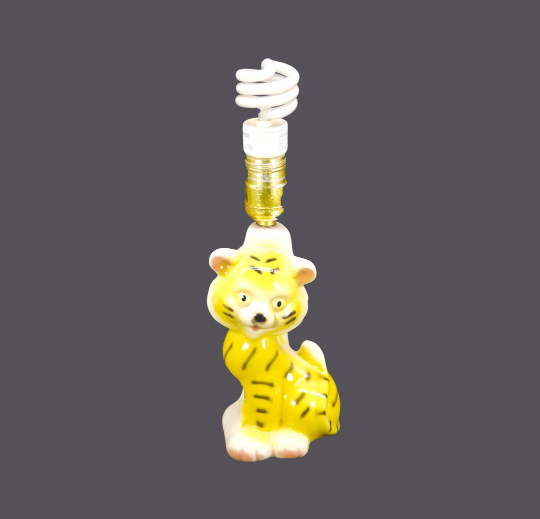 Yellow Ceramic Tiger Table Lamp Ideal for Baby's Room | Nursery. North ...