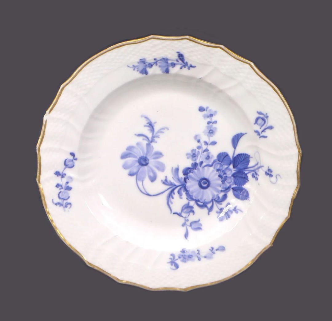 Antique Royal Copenhagen Braided Blue Flowers Soup Bowl: Gold Rim ...