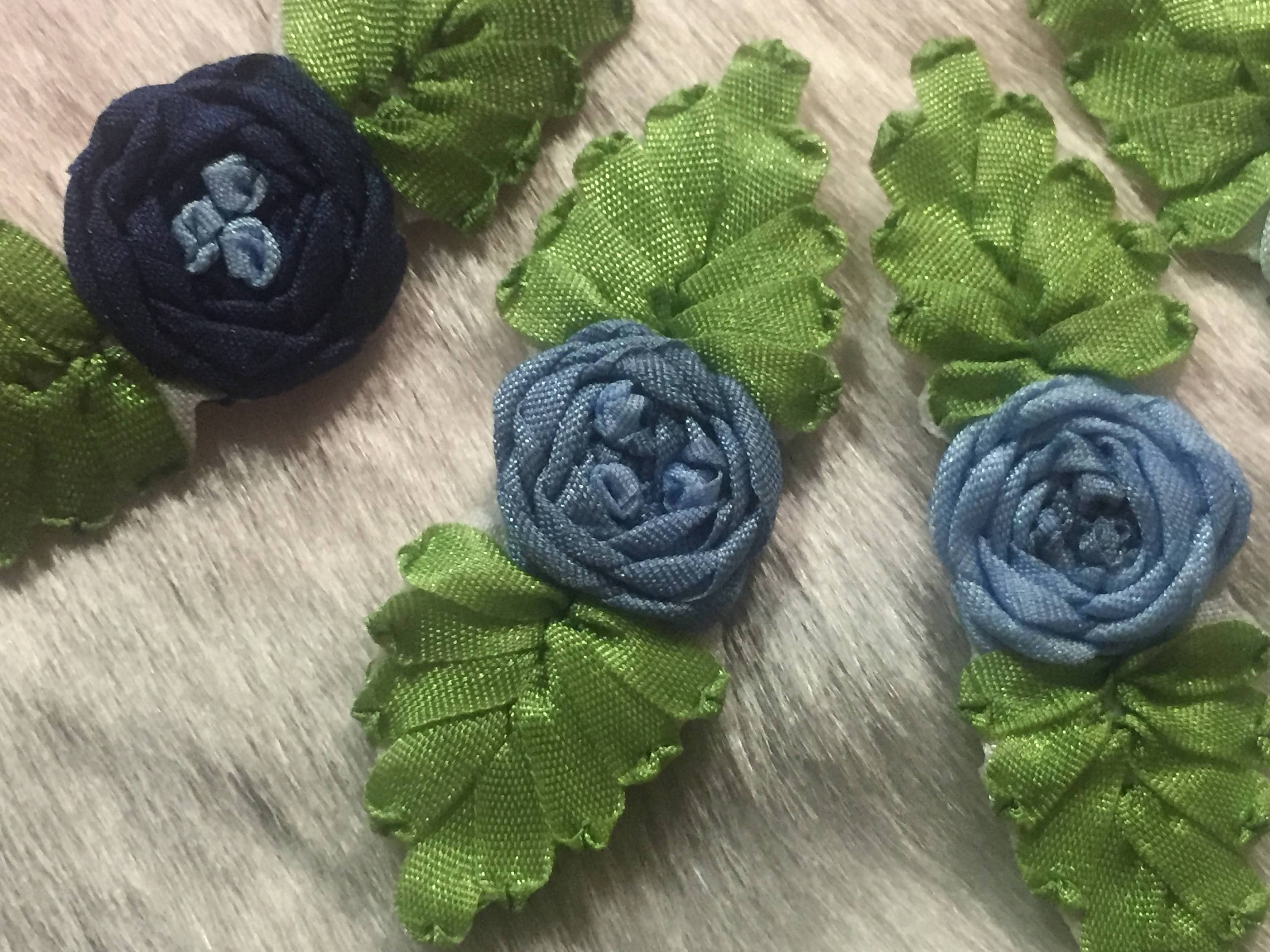 2pcs Vintage Navy Blue Light Blue Ribbon HAND Embroidered - Etsy