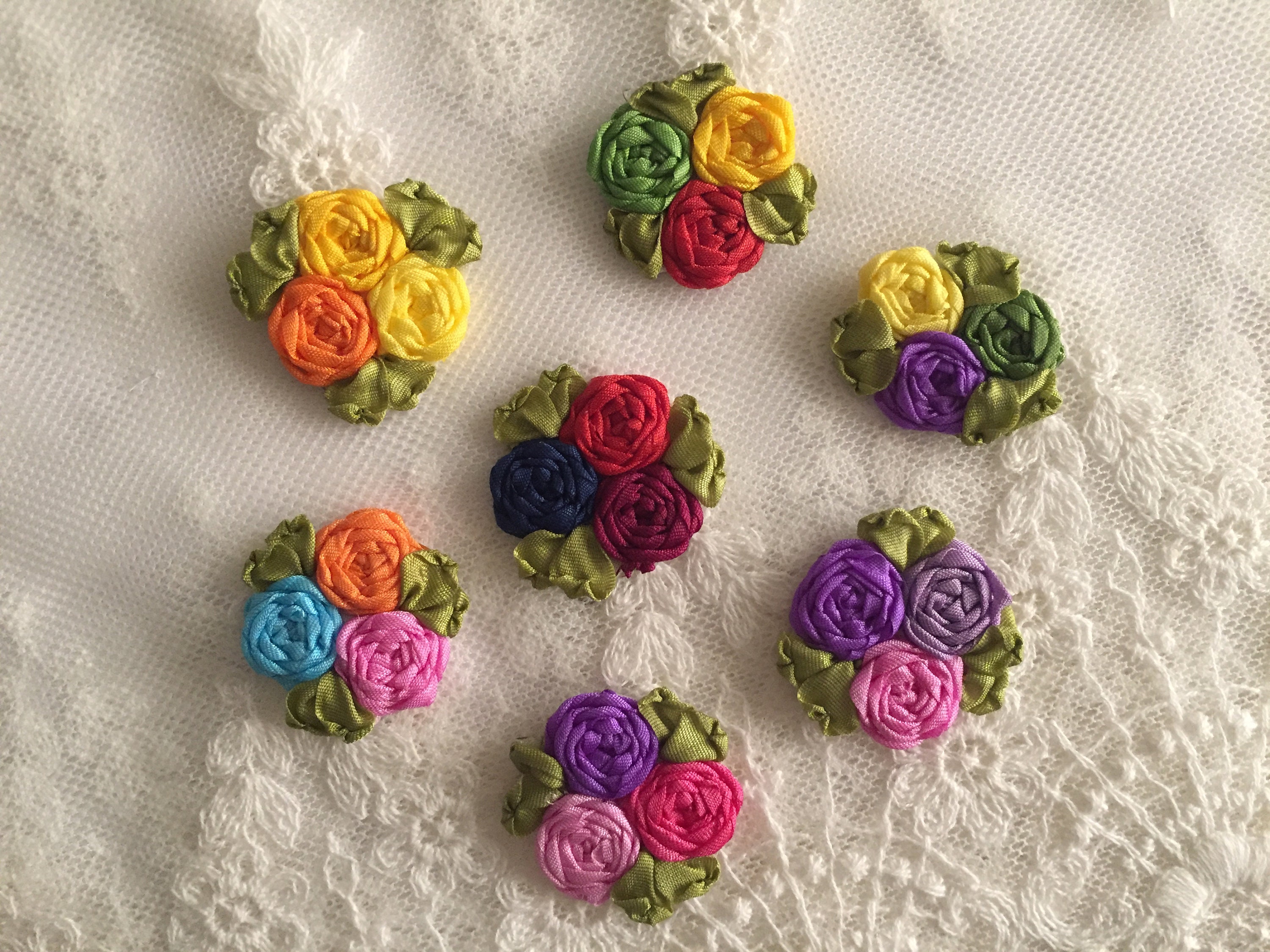 2pcs Multicolor Ribbon Vintage HAND Embroidered Ribbonwork - Etsy