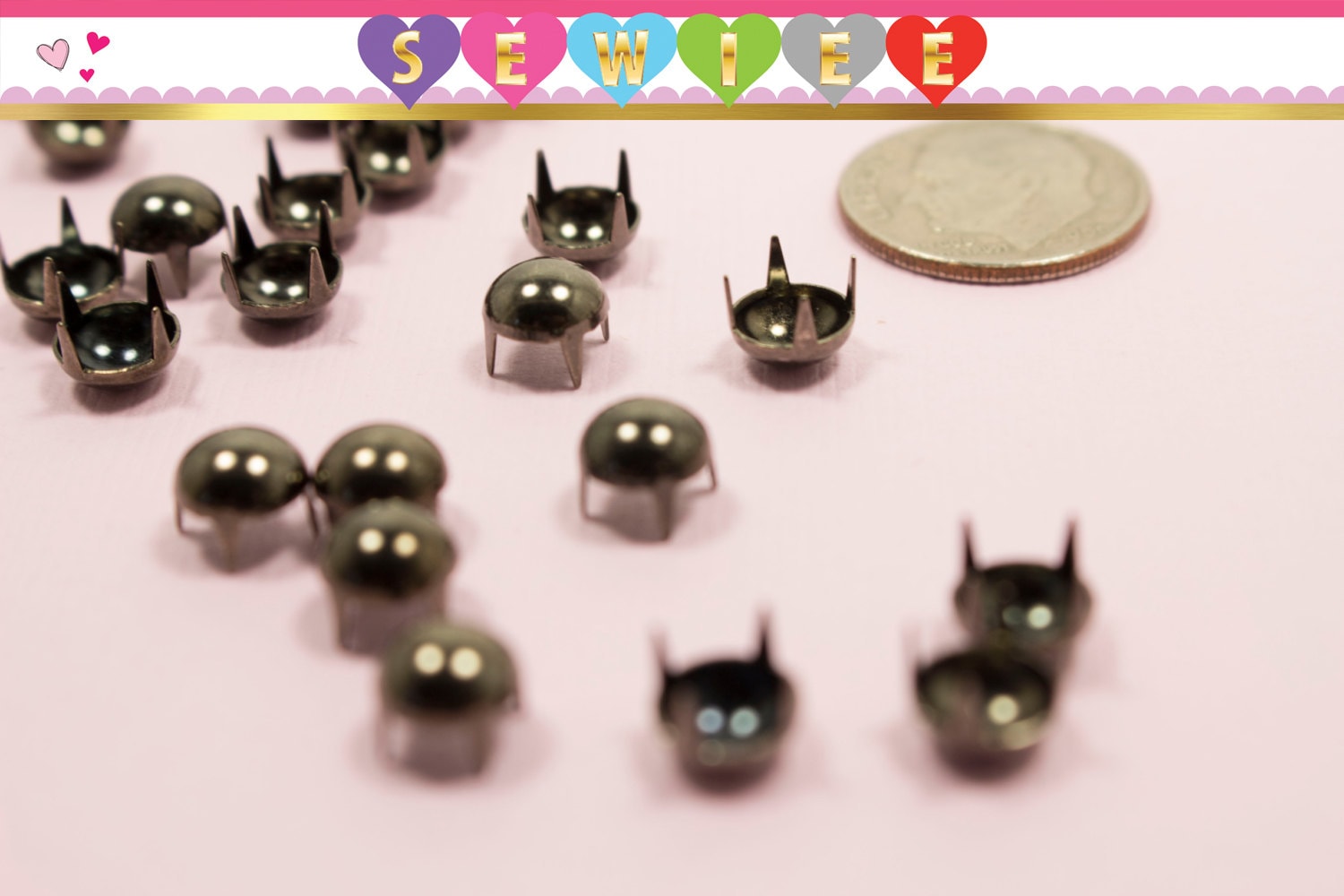 Set of 100 6mm 4-prong Dark Gunmetal Dome Nail Head Dome - Etsy