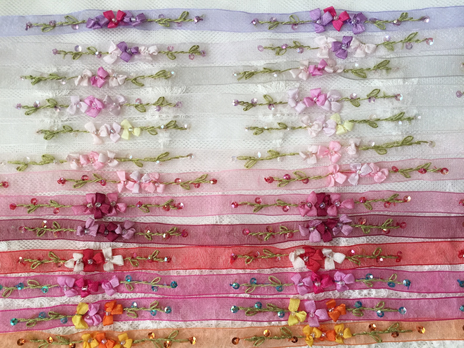 3/8 Vintage Embroidered Ribbon W/beads & Sequins on - Etsy