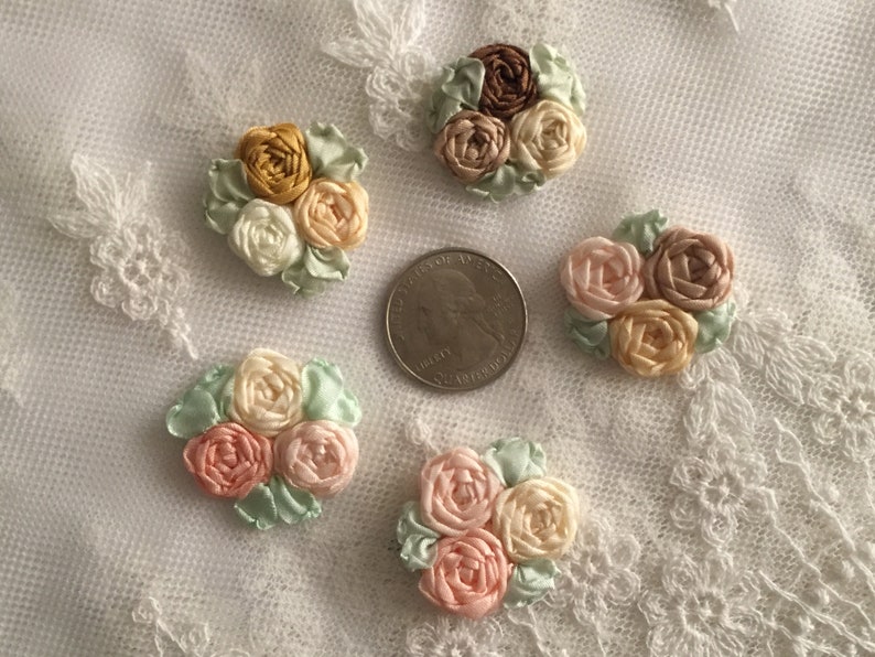 2pcs Multicolor Ribbon Vintage HAND Embroidered Ribbonwork | Etsy