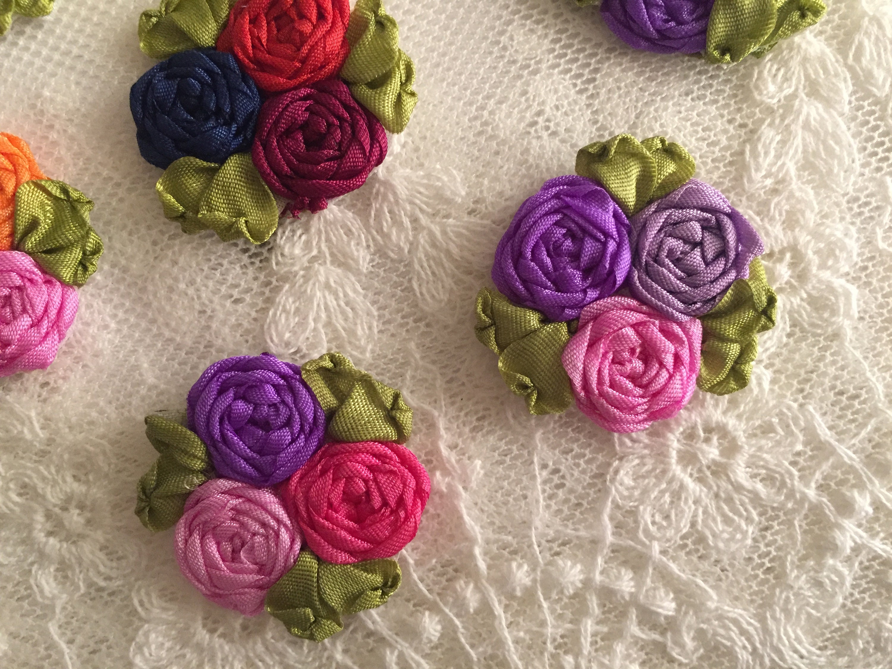 2pcs Multicolor Ribbon Vintage HAND Embroidered Ribbonwork - Etsy