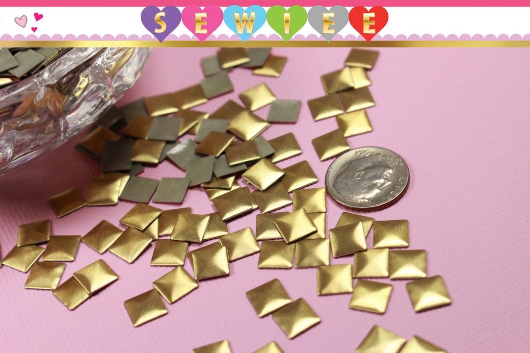 144pcs 8mm Gold Pyramid Hotfix|square Hotfix|gold Square Stud|iron On|hot Fix|glue On|flatback ...