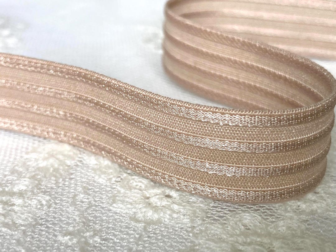 5/8" Width Nude Sheer Stripe Elastic, Flat Elastic With Sheer Stripes ...