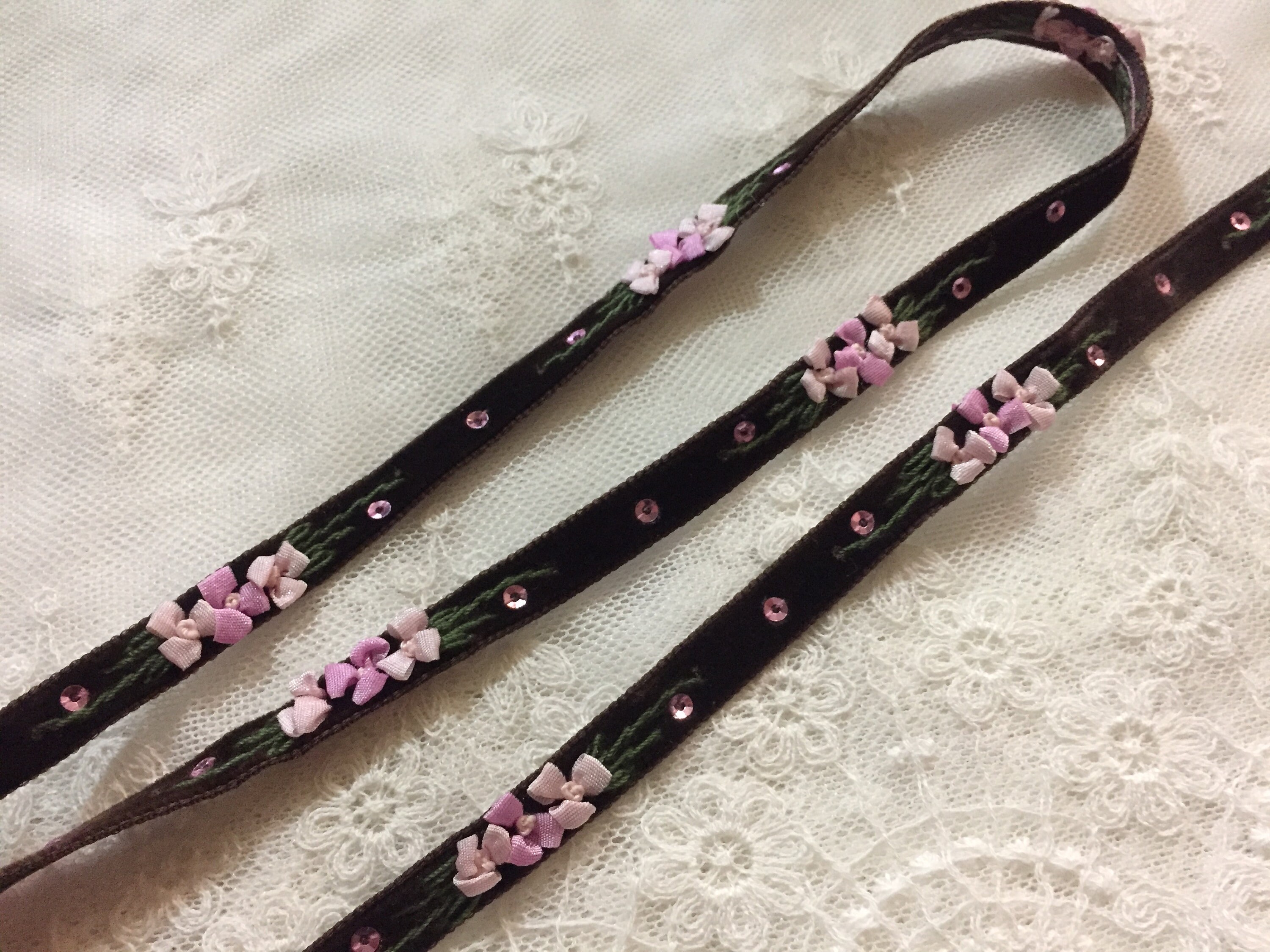 3/8 Vintage CHOCOLATE BROWN Hand Embroidered Velvet | Etsy