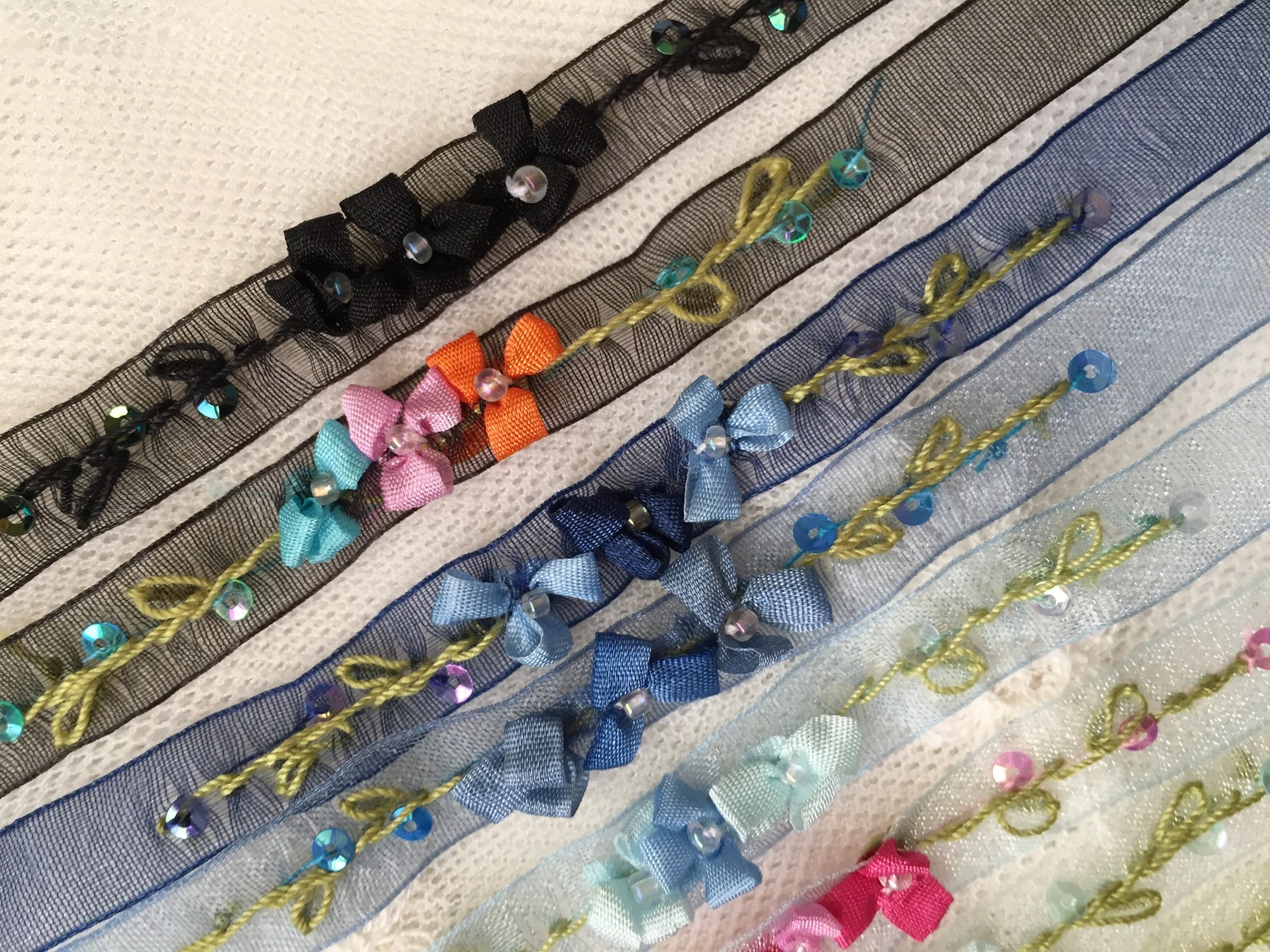 3/8 Vintage Embroidered Ribbon W/beads & Sequins on - Etsy