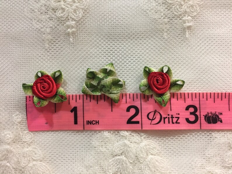 25/50/100 7/8 Ribbon Rose Red Miniature Fabric Roses | Etsy
