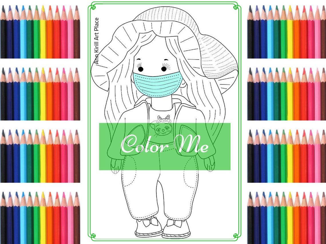 Color Me Kids Colouring Page to Colour Interior Doll | Etsy