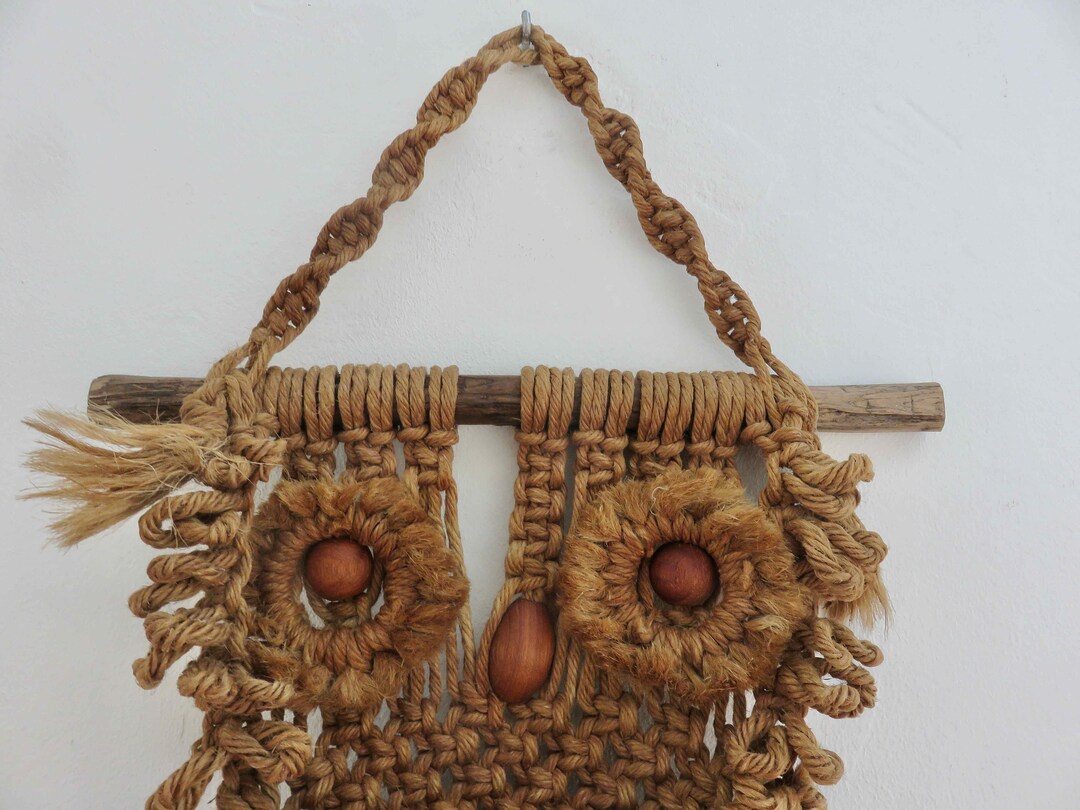 Large Owl, Macrame Owl, 67 Centimeters, Letter Holder Mid Century 1970 70's Old Vintage Macrame ...