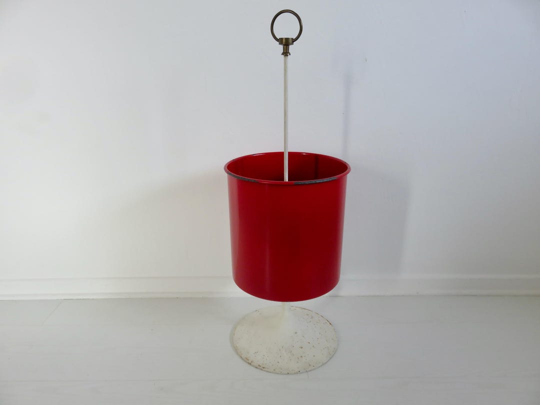 Umbrella Stand Tulip Base, Enameled Sheet Metal and Brass, Mid Century ...