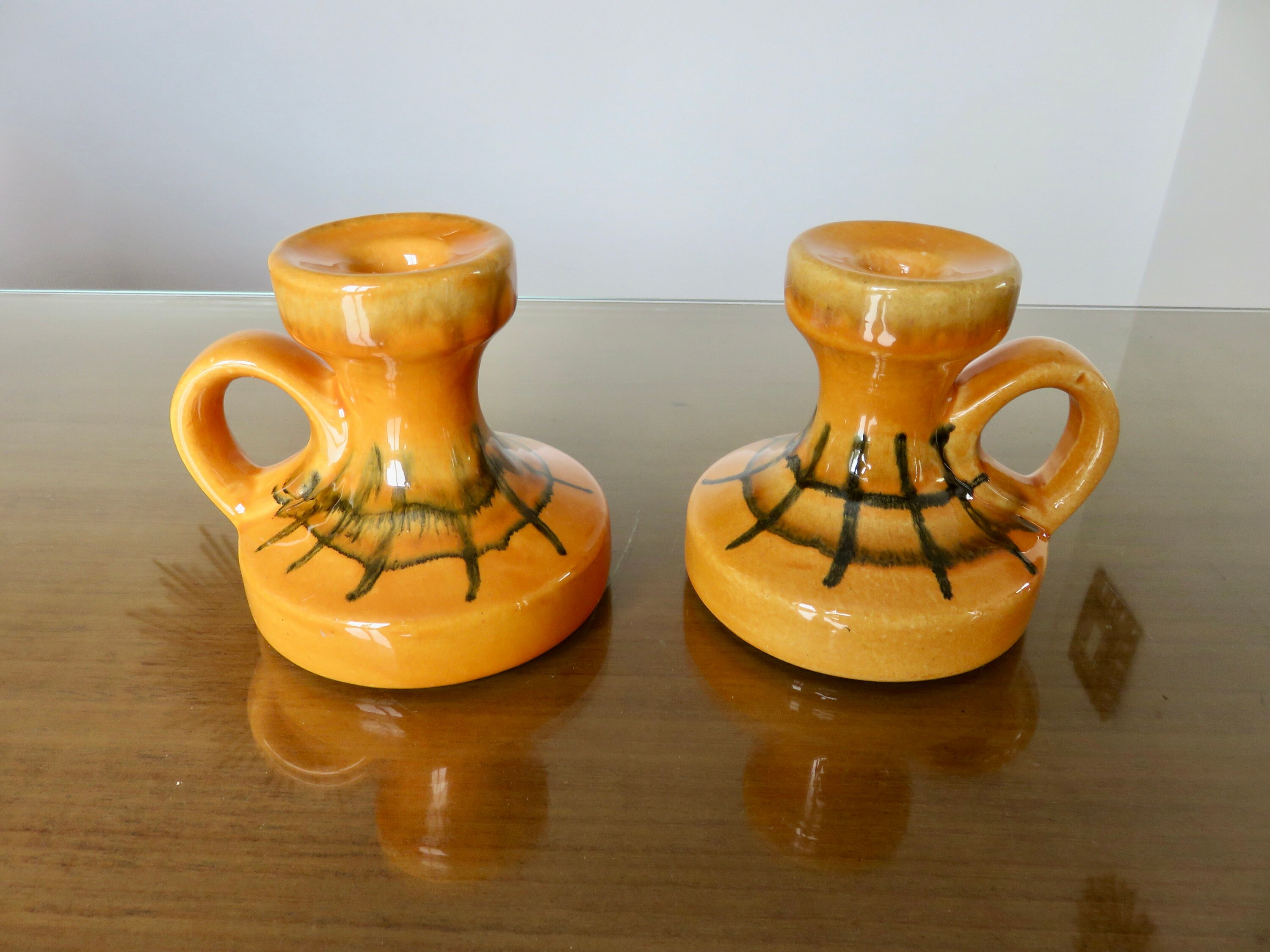 Pair of Ceramic Candlesticks, Mid Century 1960 60's Old Vintage French ...