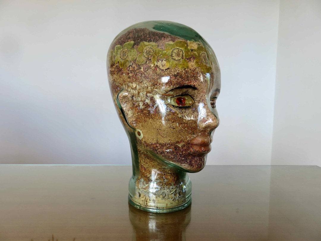 Female Hat Head, Clear Glass Mannequin Head "potpourri" Mid Century ...