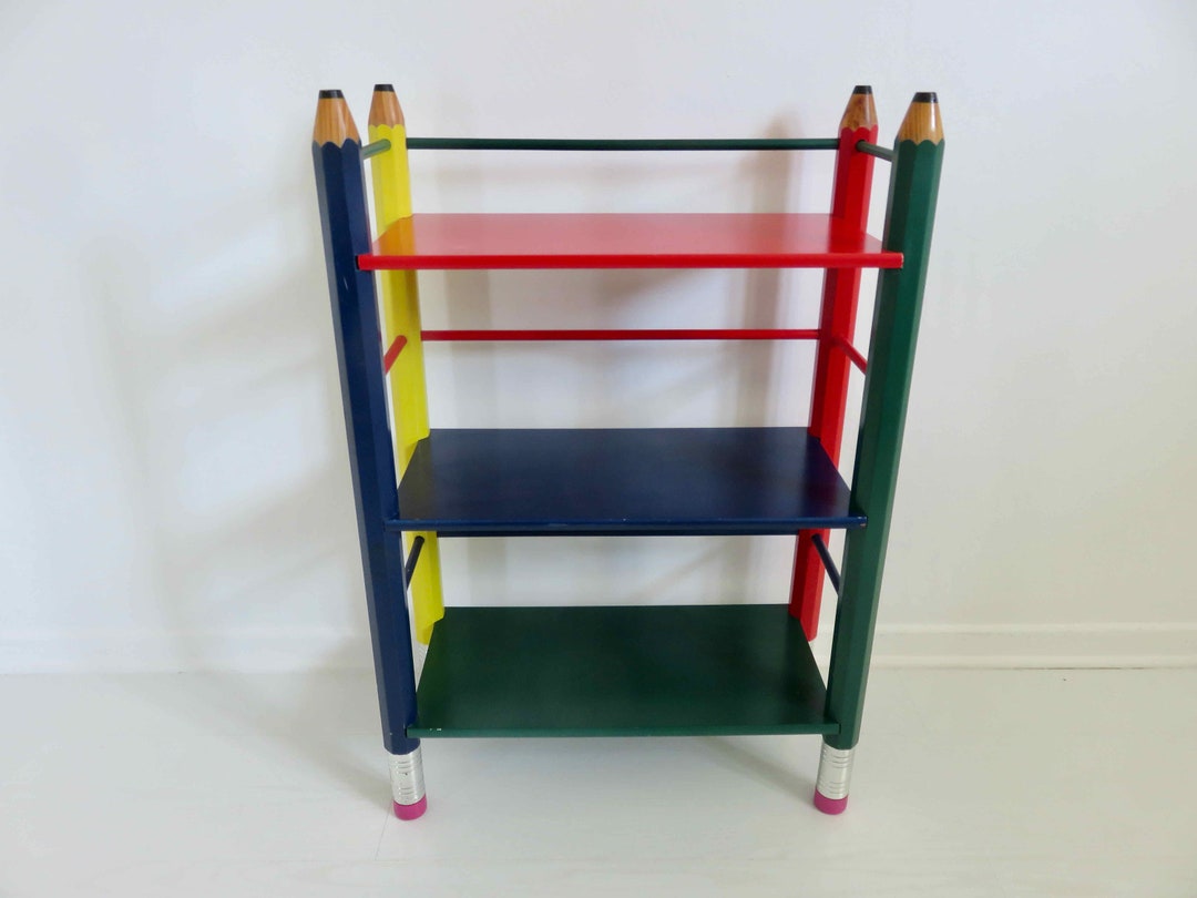 Pencil Shelf Design Pierre SALA, Primary Colors 1980 80's Era MEMPHIS ...
