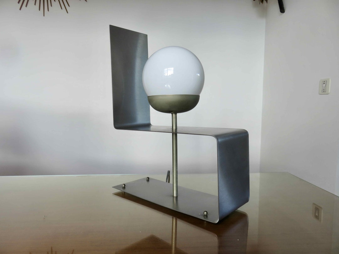 Very Large uginox Lamp in Folded, Brushed, Satin Steel and White ...