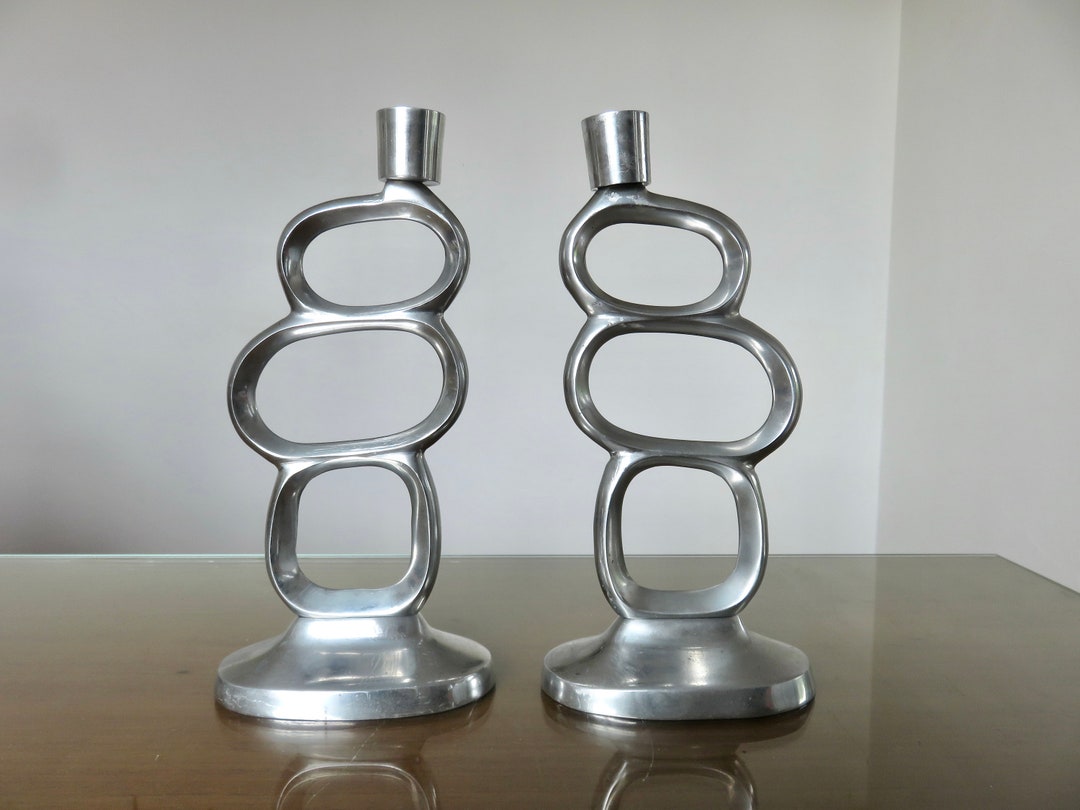Pair of "circle" Aluminum Candlesticks, Design, Modernist 1980s 80's ...