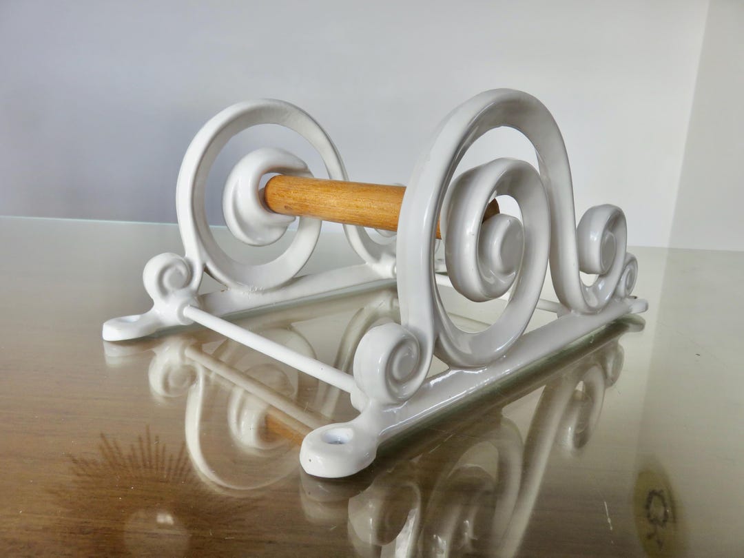 Antique Toilet Paper Holder, Art Deco, White Enameled Cast Iron 1960 ...