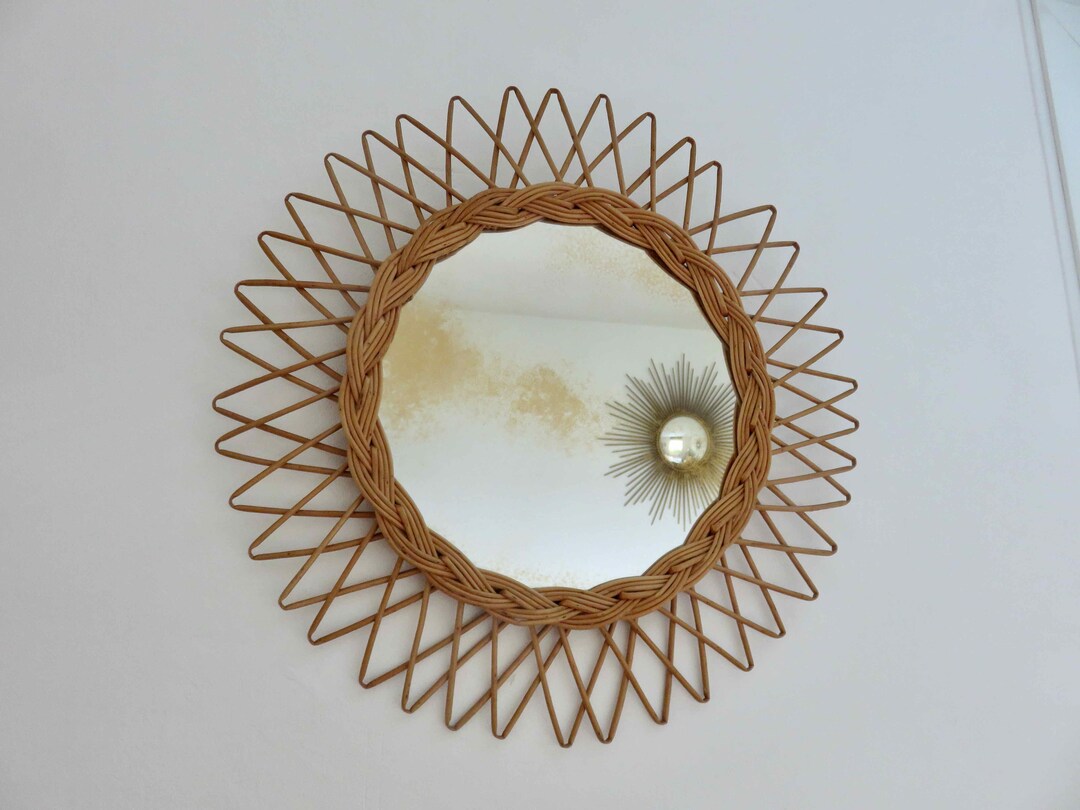 Large Rattan Sun Mirror From the South of France Mid Century - Etsy