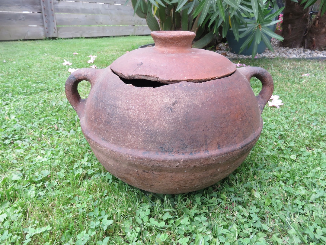 Old Berber Pot With Handles and Lid, Flower Pot, Kitchen Decoration ...