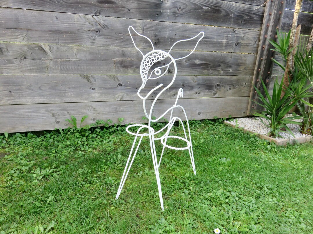 Giant "bambi" Perforated Metal Plant Holder Clover 1950 1960 50's 60's ...