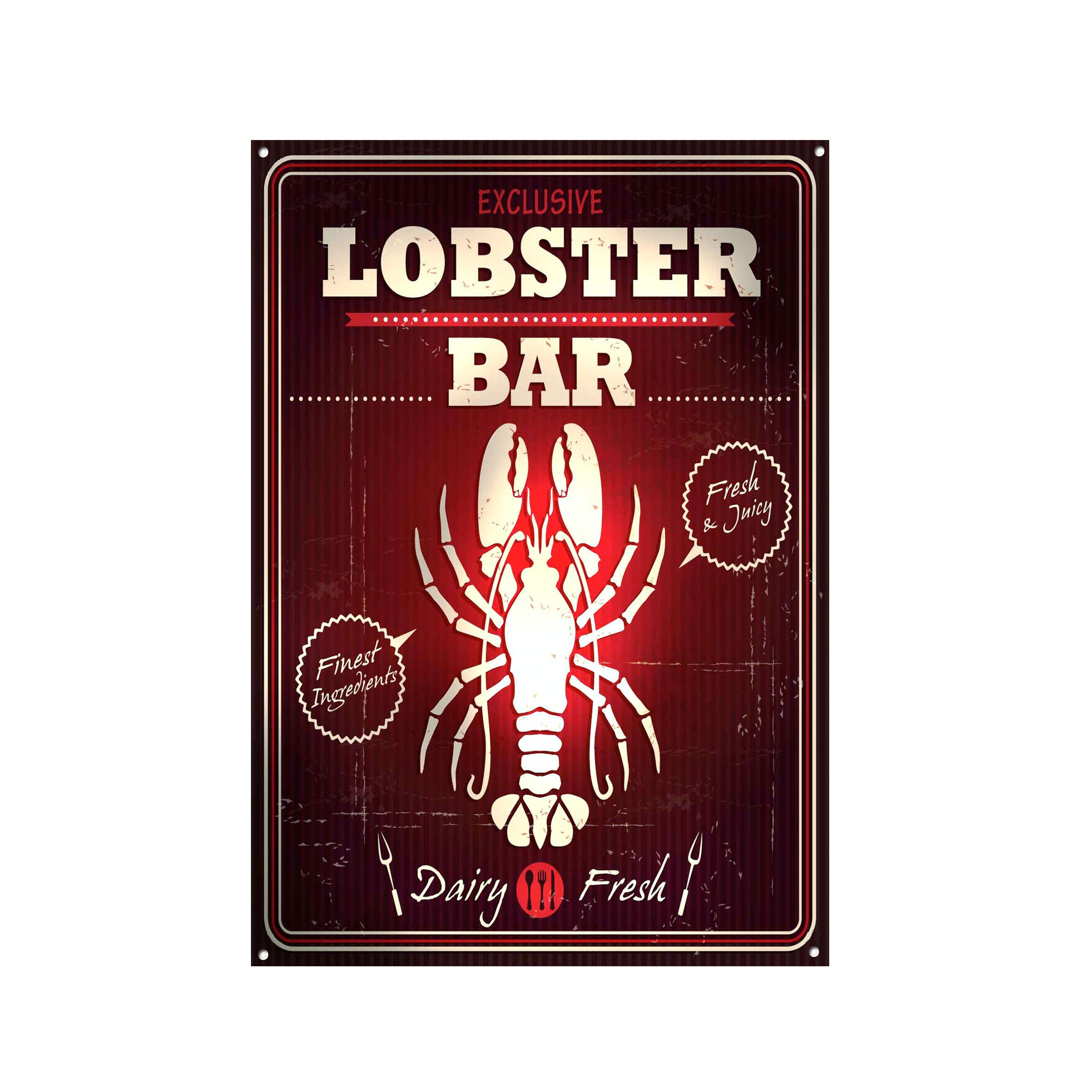 Lobster Metal Sign Lobster Restaurant Cafe Beach Coastal | Etsy