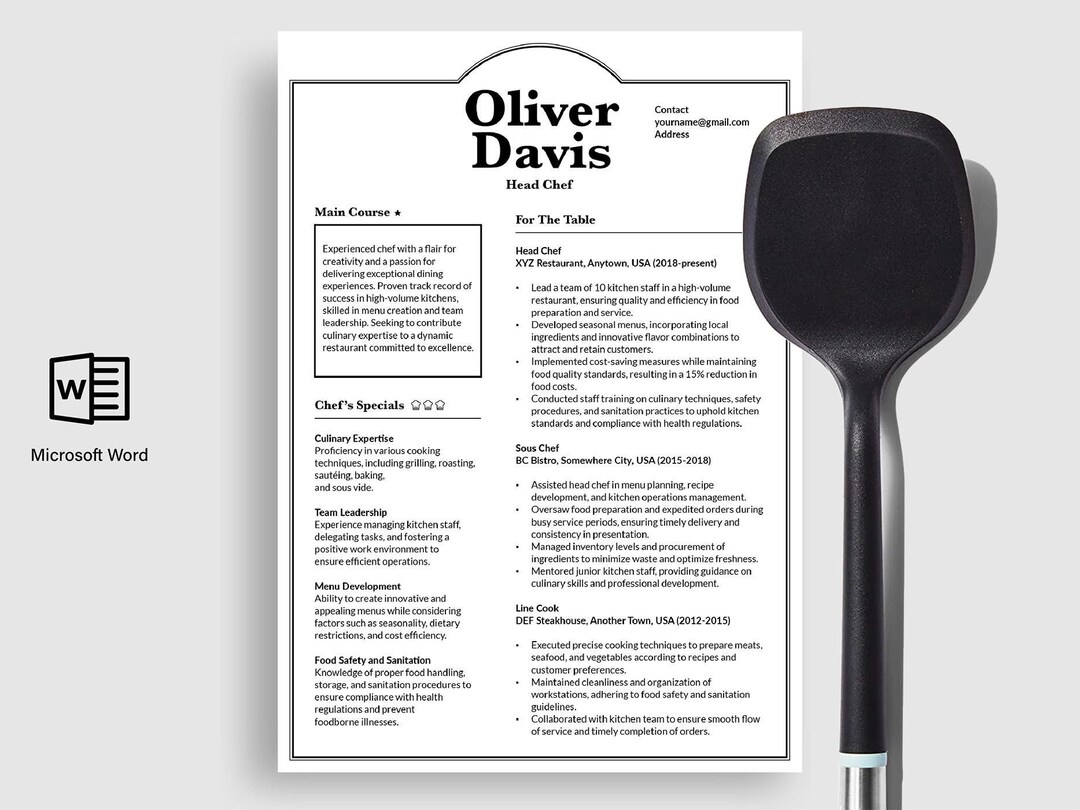 Sous Chef Resume Template Microsoft Word, Executive Chef Resume,head ...