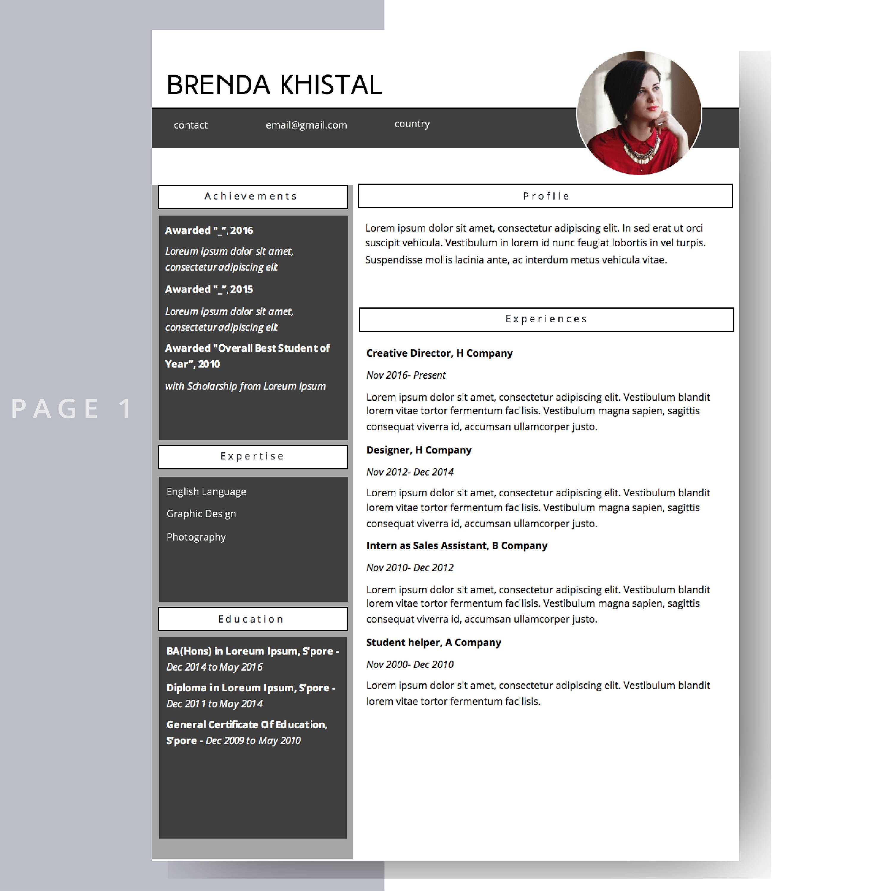 Bnw Professional Resume Template | CV Template | Instant Digital ...