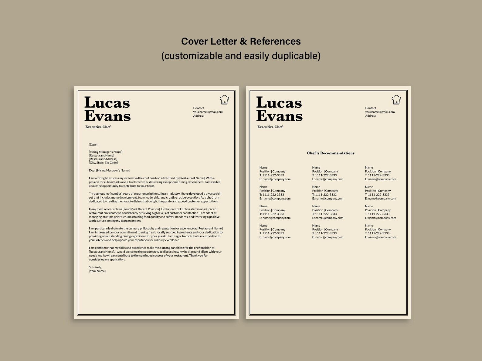 Chef Menu Resume Template Microsoft Word, Executive Chef Resume, Head ...