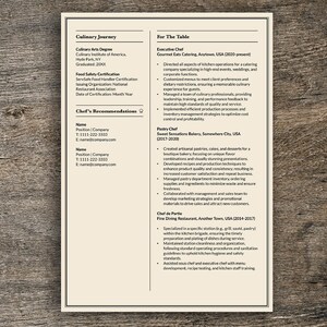 Chef Menu Resume Template Microsoft Word, Executive Chef Resume, Head ...