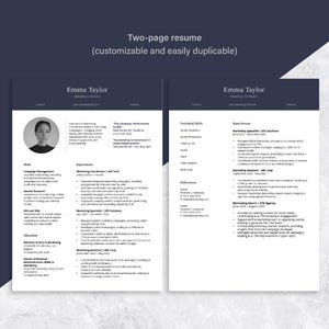 2 Page Resume Template With Cover Letter, Professional Clean Resume ...