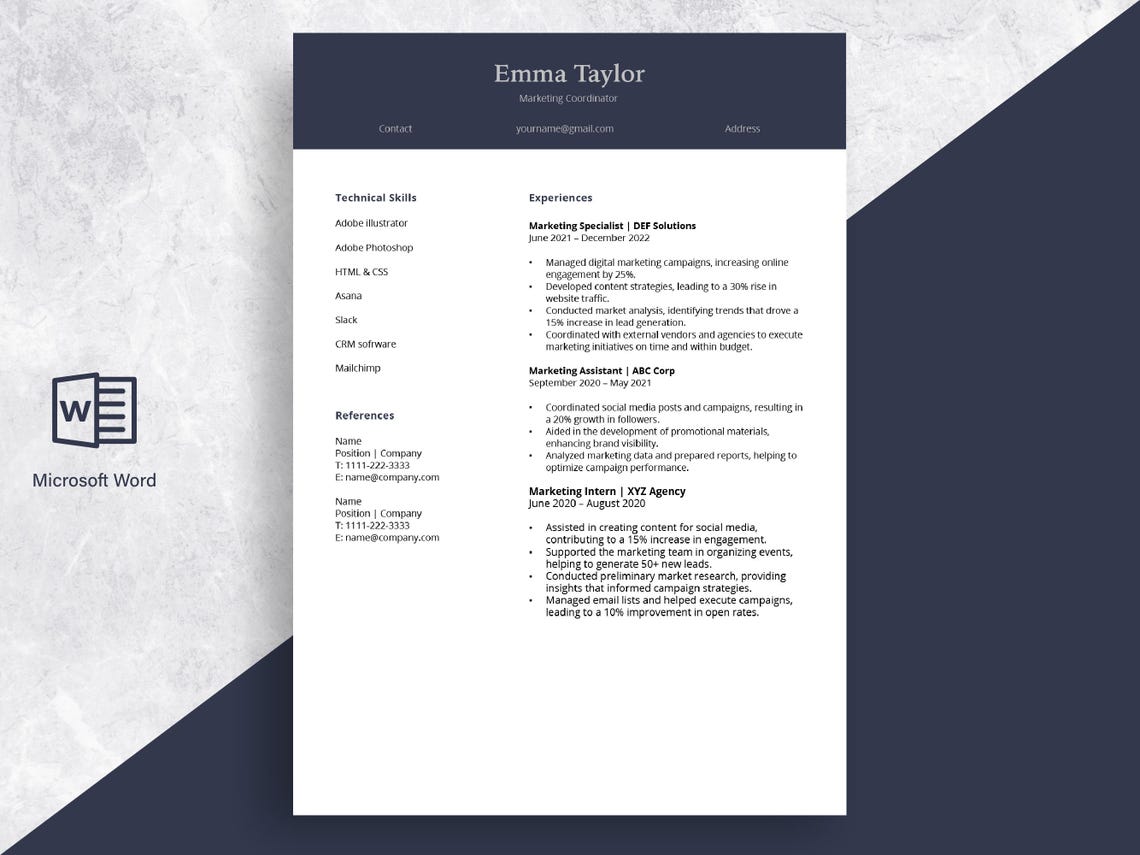 2 Page Resume Template With Cover Letter, Professional Clean Resume ...