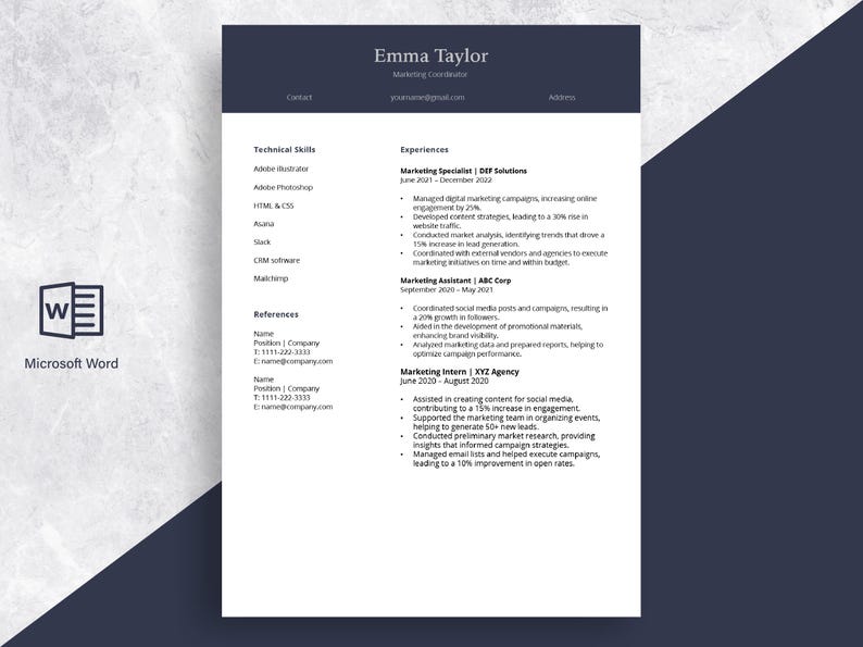 2 Page Resume Template With Cover Letter, Professional Clean Resume ...