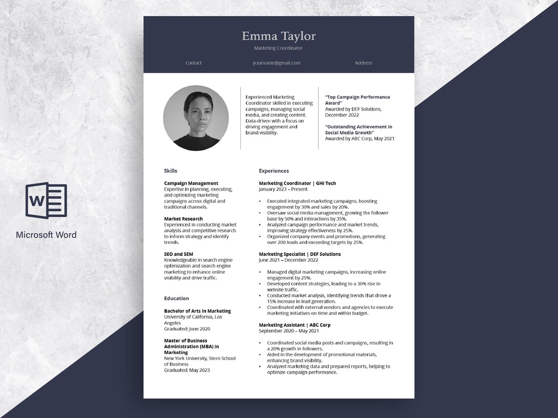 2 Page Resume Template With Cover Letter, Professional Clean Resume ...