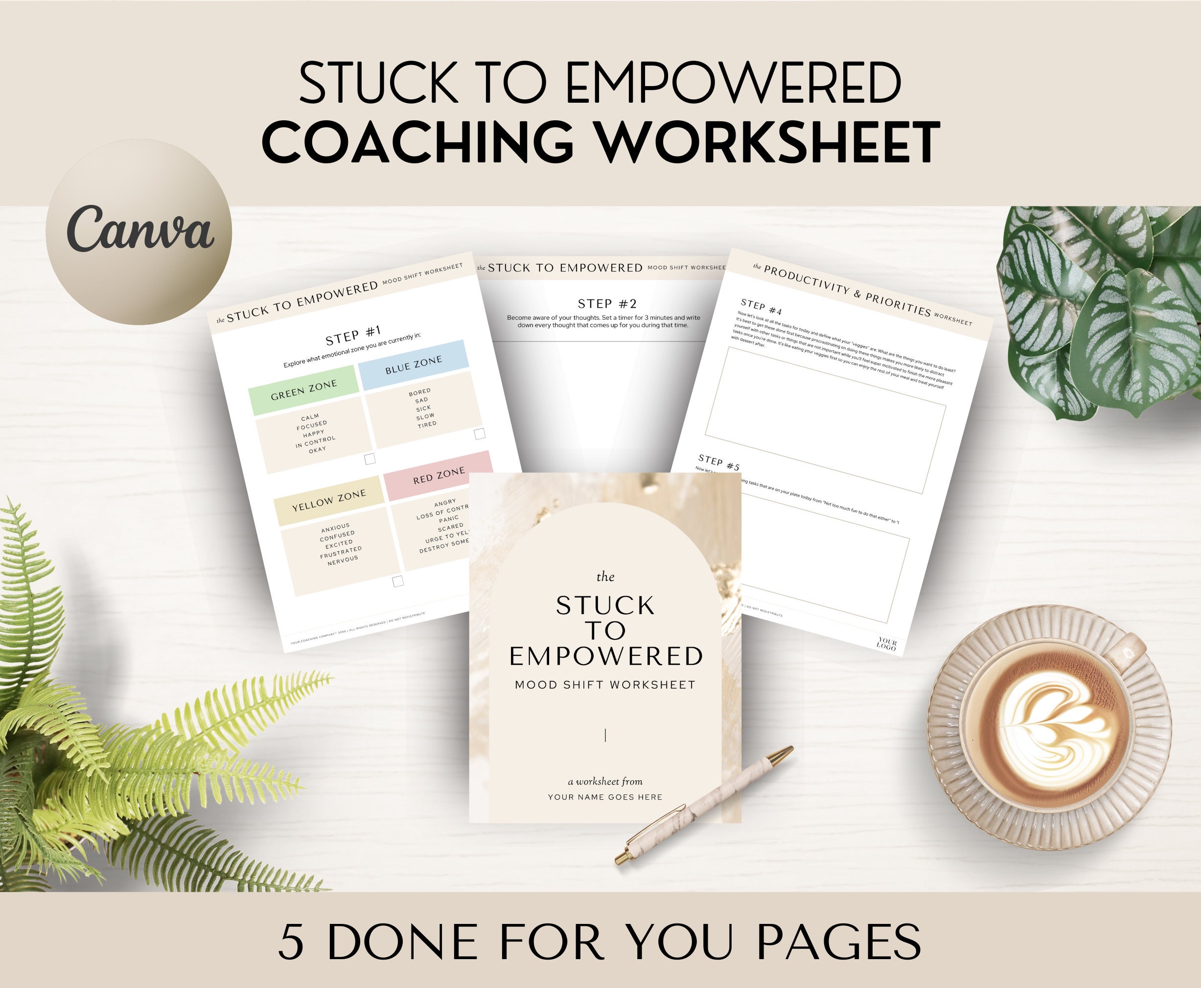 Coaching Worksheet Canva Template Done for You Lead Magnet - Etsy