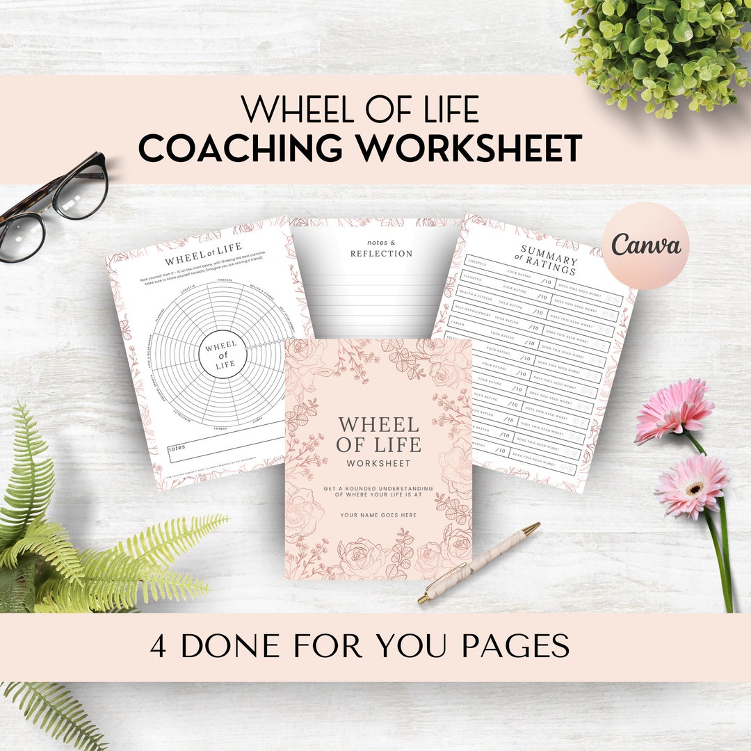 Wheel of Life Coaching Worksheet Canva Template Rose Gold Done for You ...