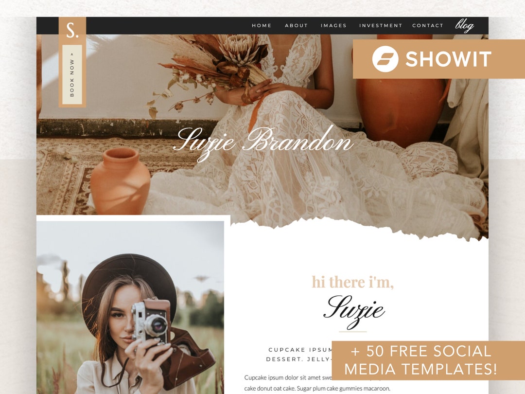 Showit Website Template for Photographers Boho, Vintage, Feminine ...