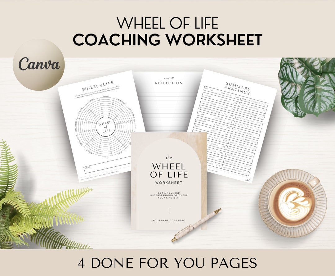 Wheel of Life Coaching Worksheet Canva Template Done for You - Etsy
