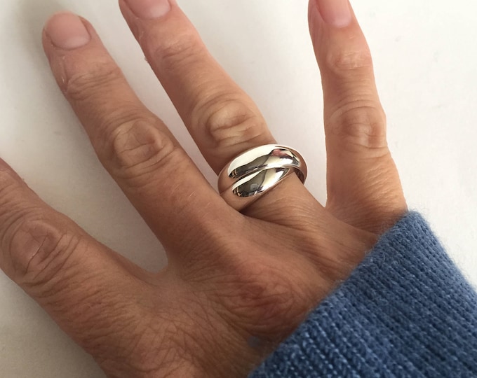 Sterling Silver 2 Band Interlocking Russian Wedding Ring - Etsy