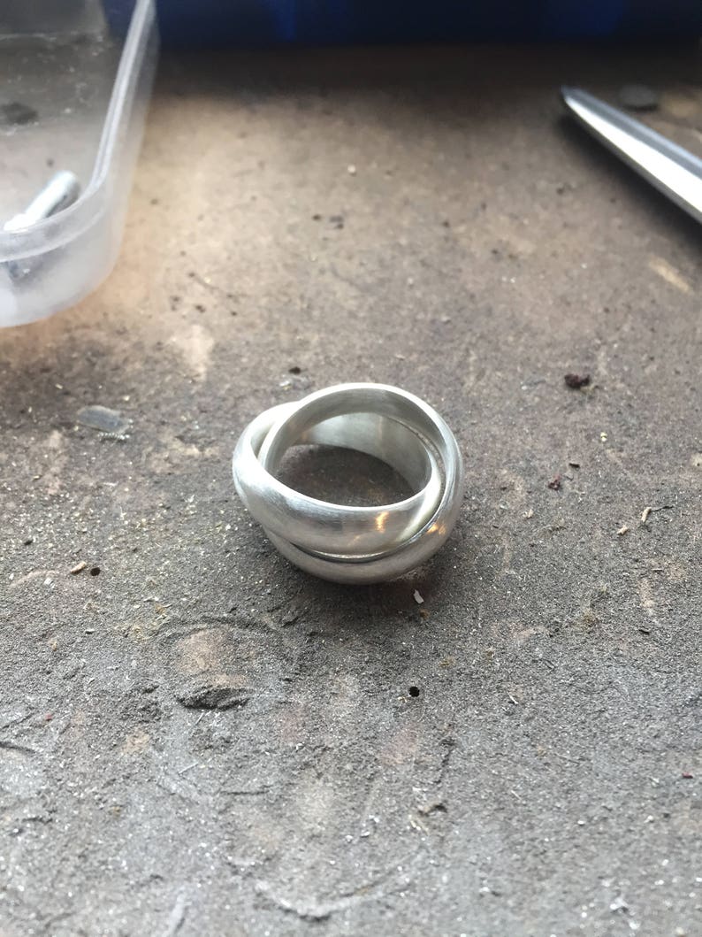 Sterling Silver 2 Band Interlocking Russian Wedding Ring | Etsy