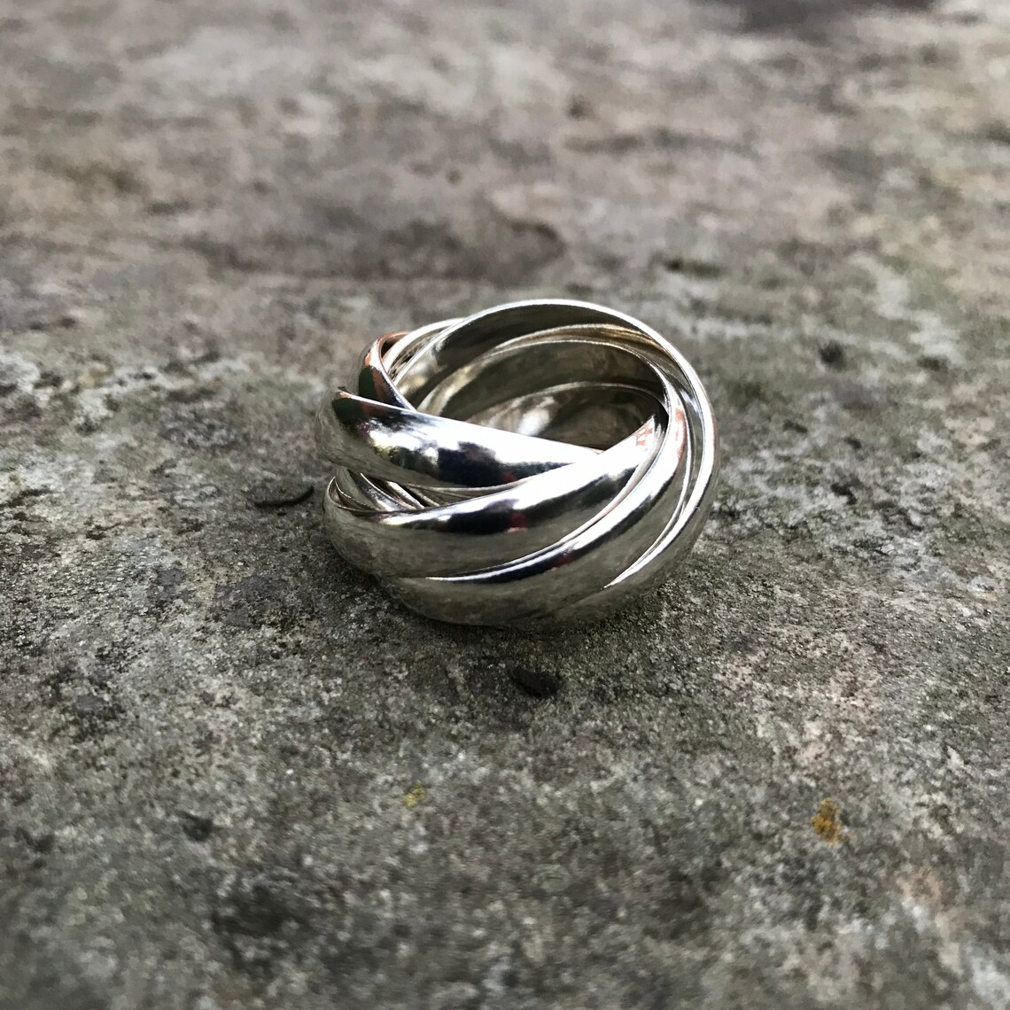 Sterling Silver Chunky 7 Band Interlocking Rolling Ring | Etsy UK