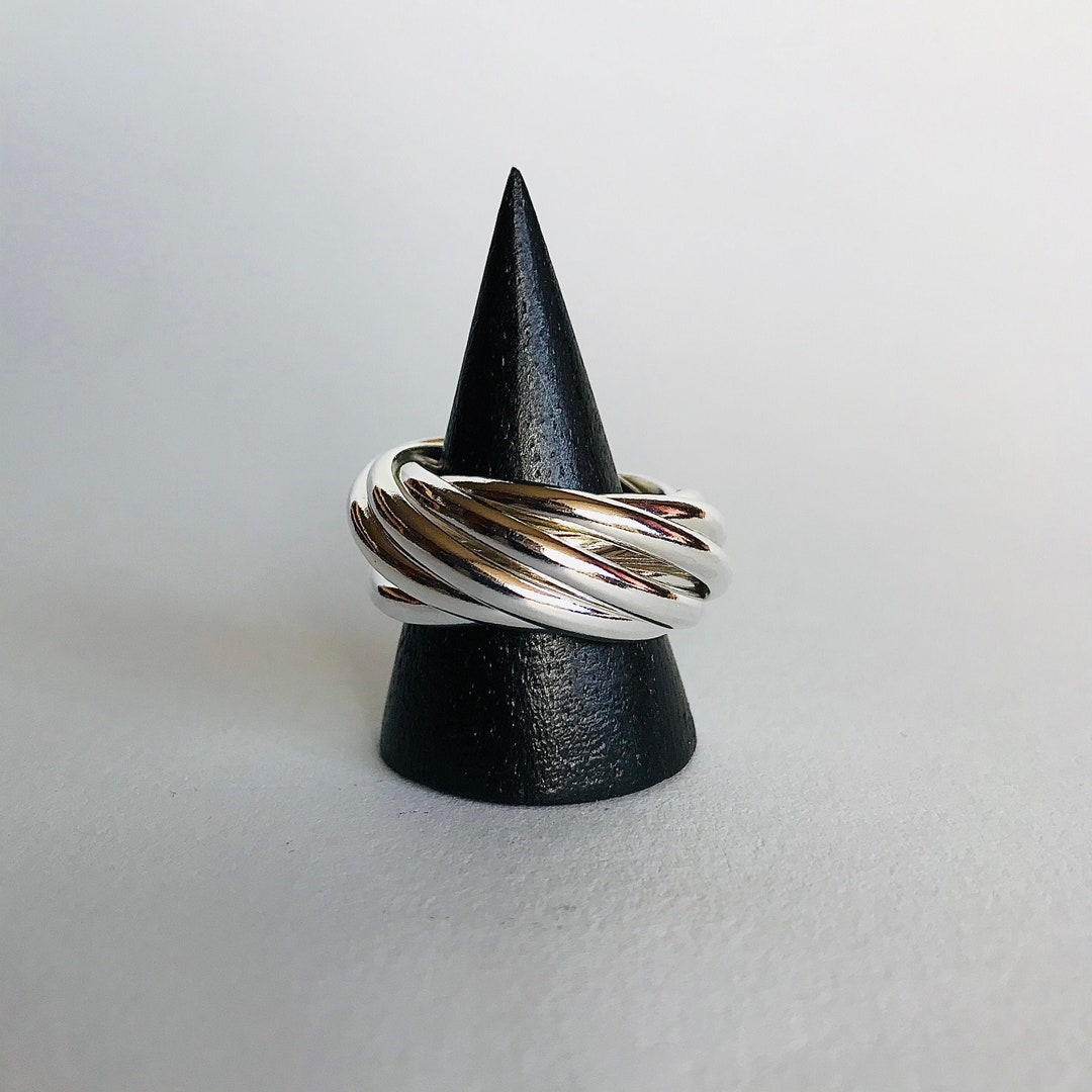 Sterling Silver 8 Band Interlocking Rolling Ring - Chunky Silver Ring ...