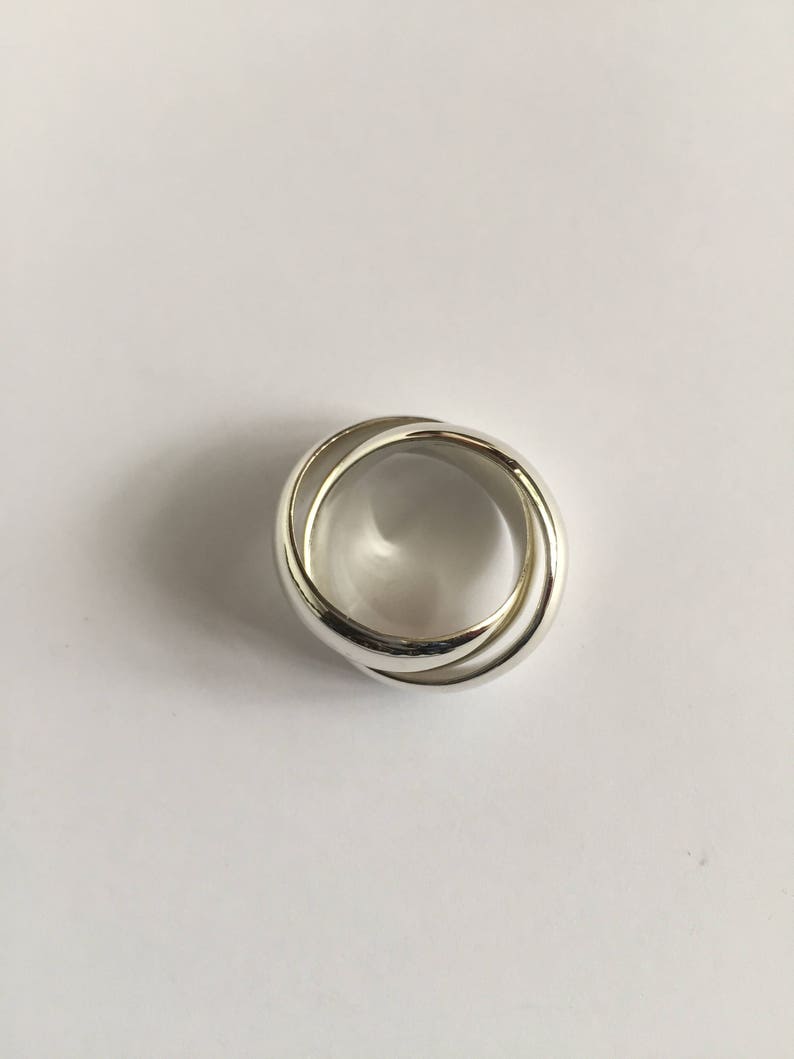 Sterling Silver 2 Band Interlocking Russian Wedding Ring | Etsy