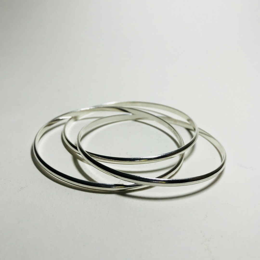 Buy Genuine Handmade Sterling Silver 3 Band Interlocking Rolling Bangle ...
