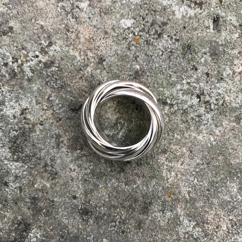 Sterling Silver Chunky 7 Band Interlocking Rolling Ring | Etsy UK