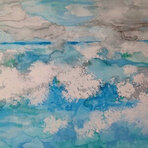 Tropical Watercolor Art Painting of Surf in the Gulf of Mexico | Etsy