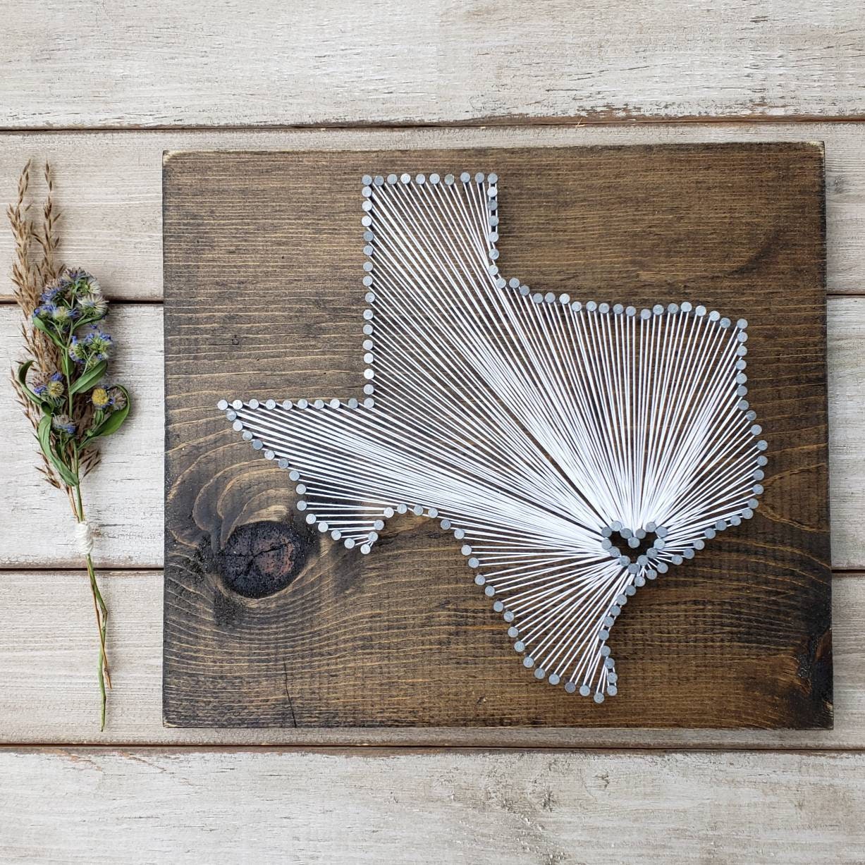 Texas String Art Texas Decor State String Art Texas Nail | Etsy