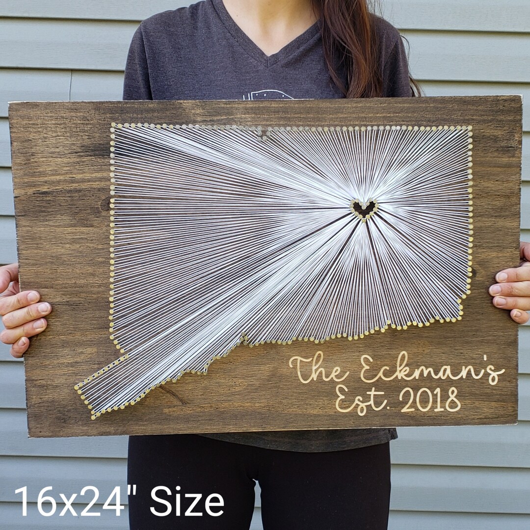 Connecticut String Art, Connecticut Wood Sign, Connecticut Nail Art ...