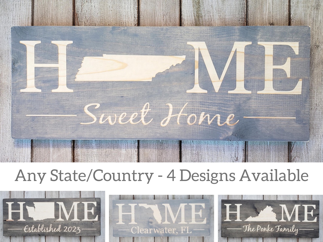 Engraved Tennessee Home Sign, Personalized Rustic State Decor - Etsy
